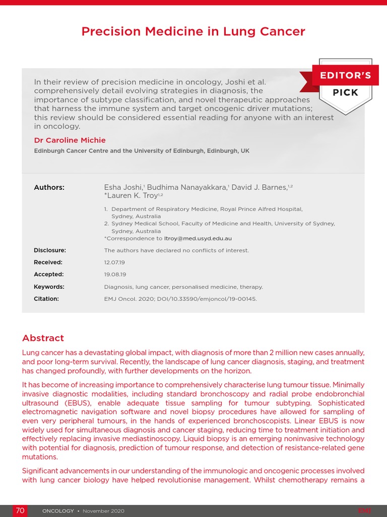 Precision Medicine in Lung Cancer | PDF | Lung Cancer | Epidermal Growth Factor Receptor