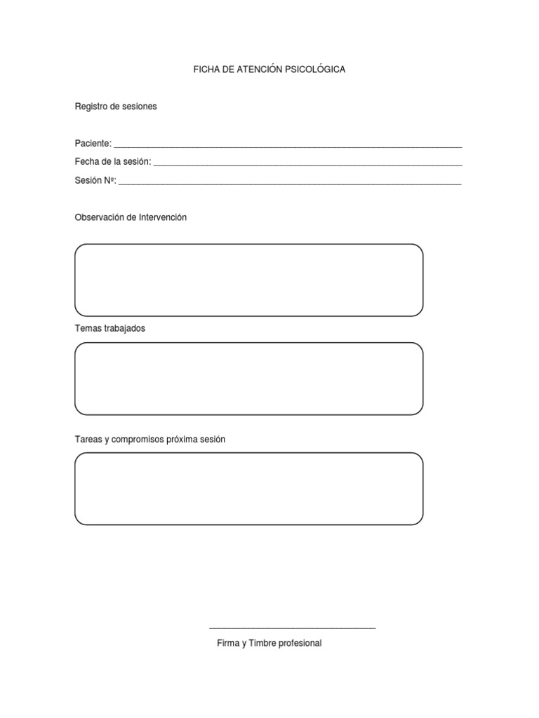Ficha de Atención Psicológica | PDF