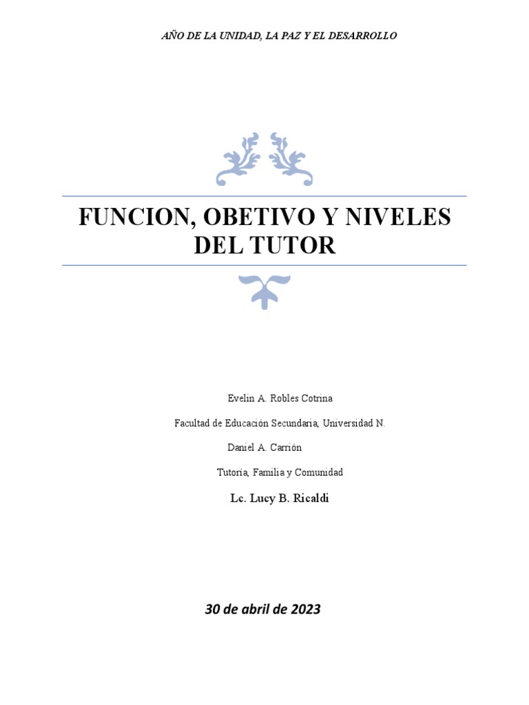Perfil Del Tutor | PDF | Maestros | Evaluación