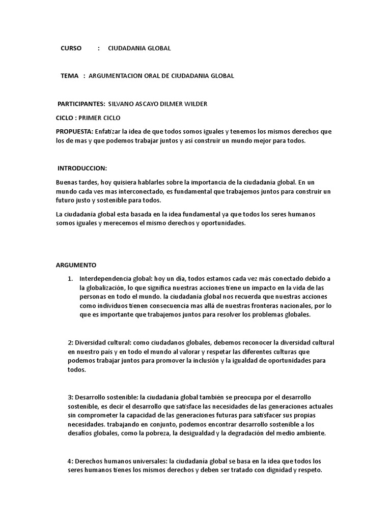 Importancia de la Ciudadanía Global | PDF | Creatividad | Sustentabilidad