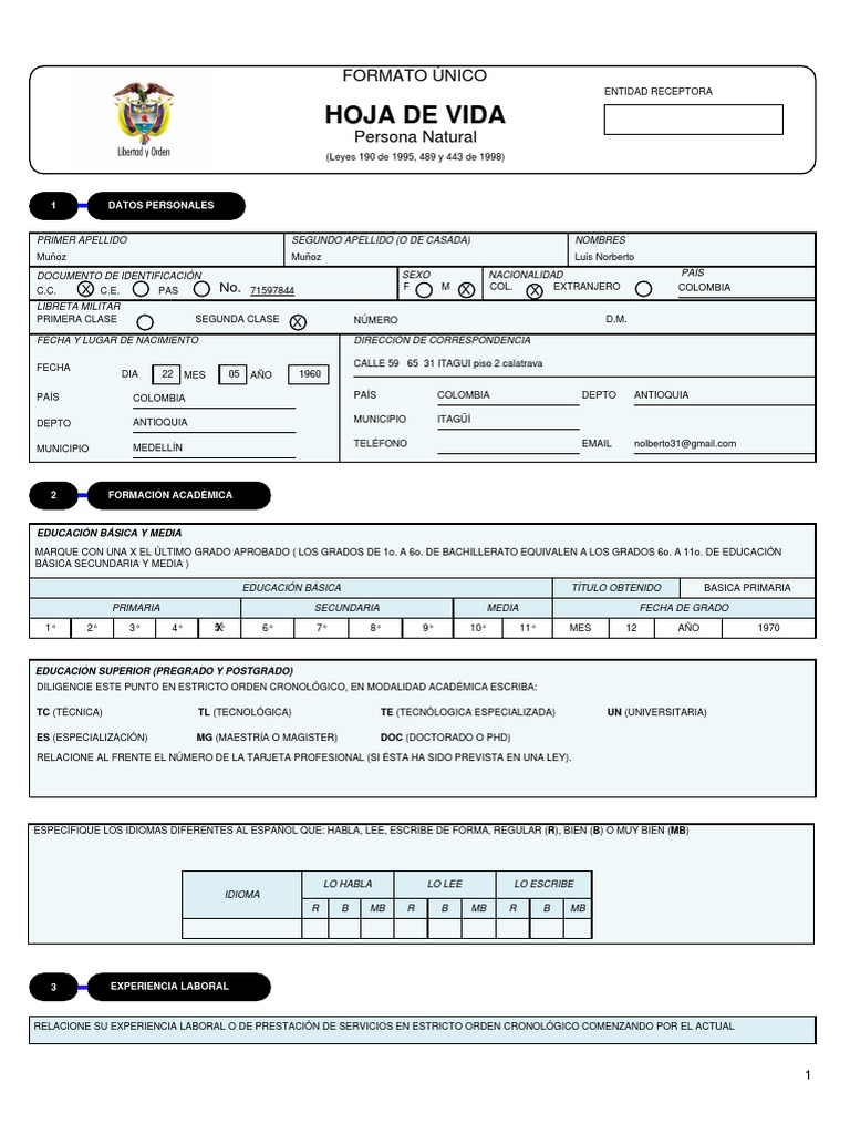 Hoja de Vida SIGEP II | PDF | Colombia