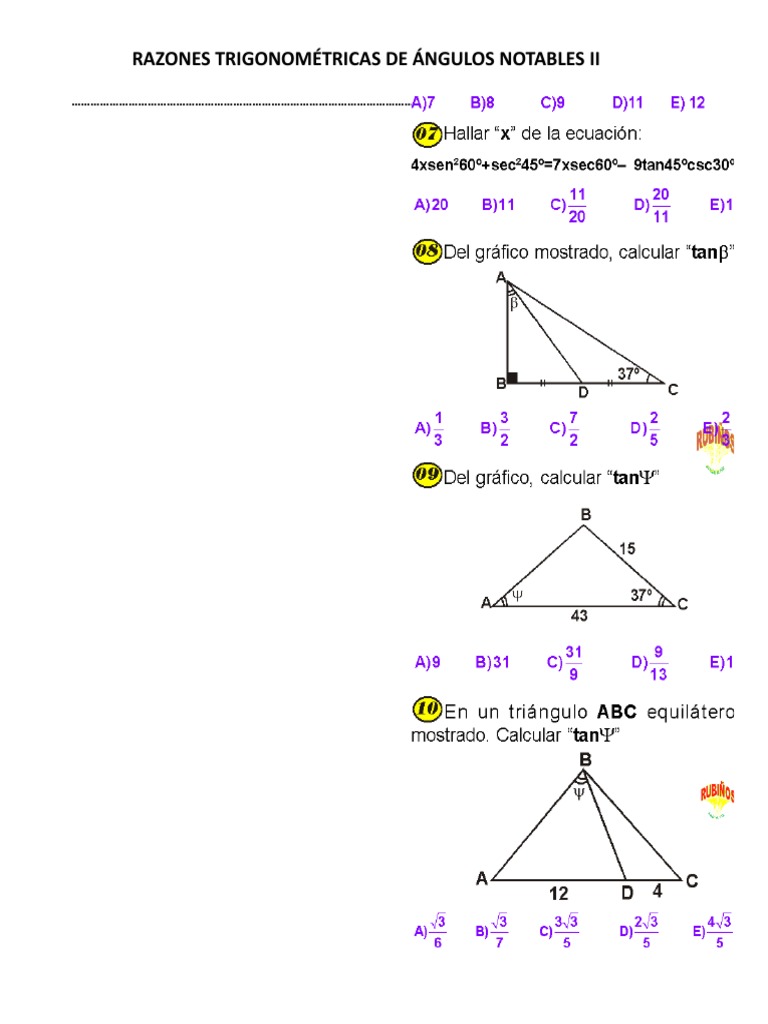 Ángulos Notables: Trigonometría II | PDF