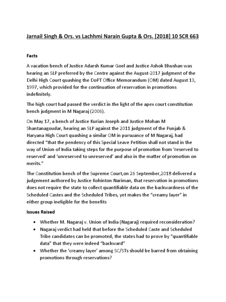 Jarnail Singh v. Lachhmi Narain Gupta Summary | PDF