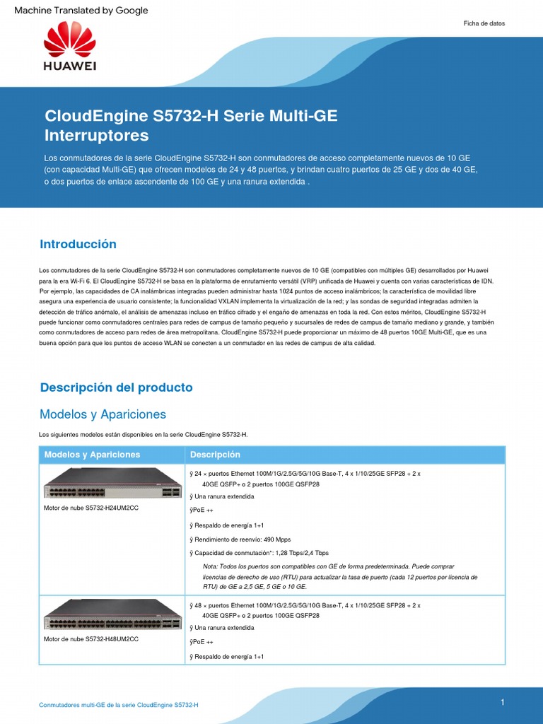 Huawei CloudEngine S5732-H Series Multi-GE Switches Datasheet - ESP ...