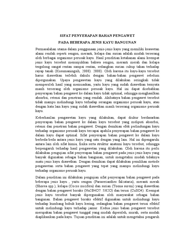 Sifat Penyerapan Bahan Pengawet | PDF