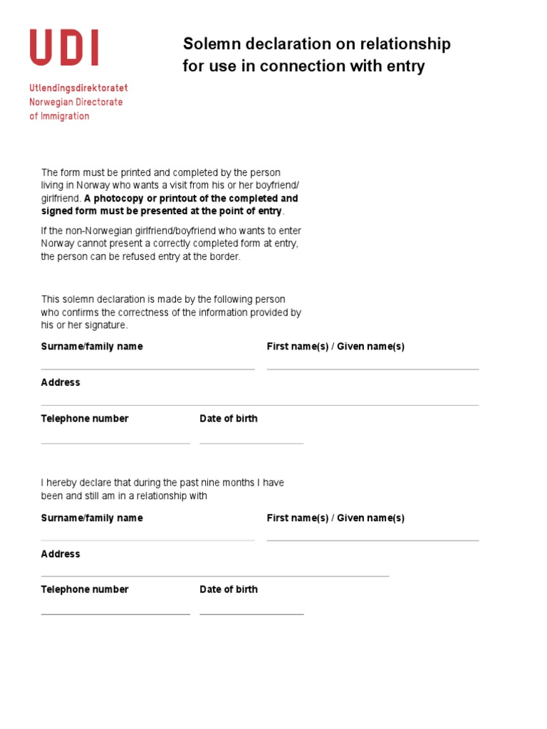 Entry Declaration for Couples | PDF | Immigration | Government
