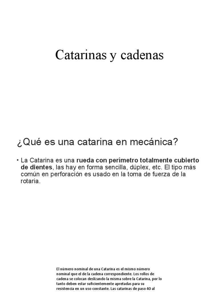 Catarinas y cadenas en mecánica | PDF | Eje | Ingeniería mecánica