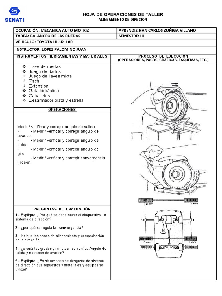 Pract. 4 Alineamiento de Direccion Impre G | PDF | Neumático | Eje