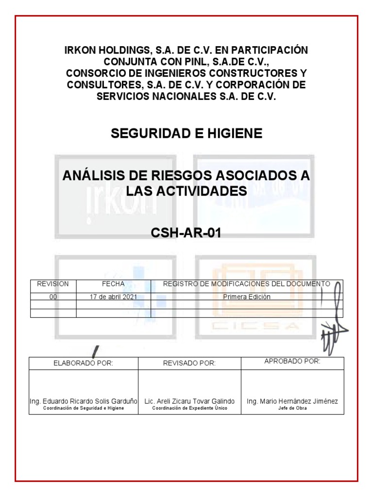 Determinación de Los Riesgos Asociados a Las Actividades | PDF ...