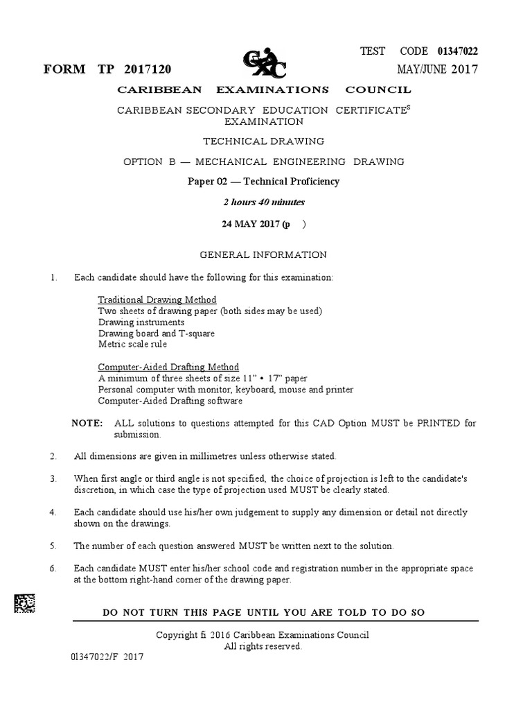 cxc-csec-technical-drawing-2017-june-p2 | PDF | Technical Drawing ...