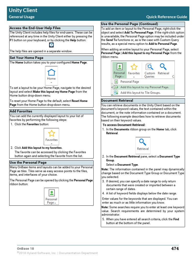 Onbase Unity Client Quick Reference Guide Pdf Keyboard Shortcut Page Layout