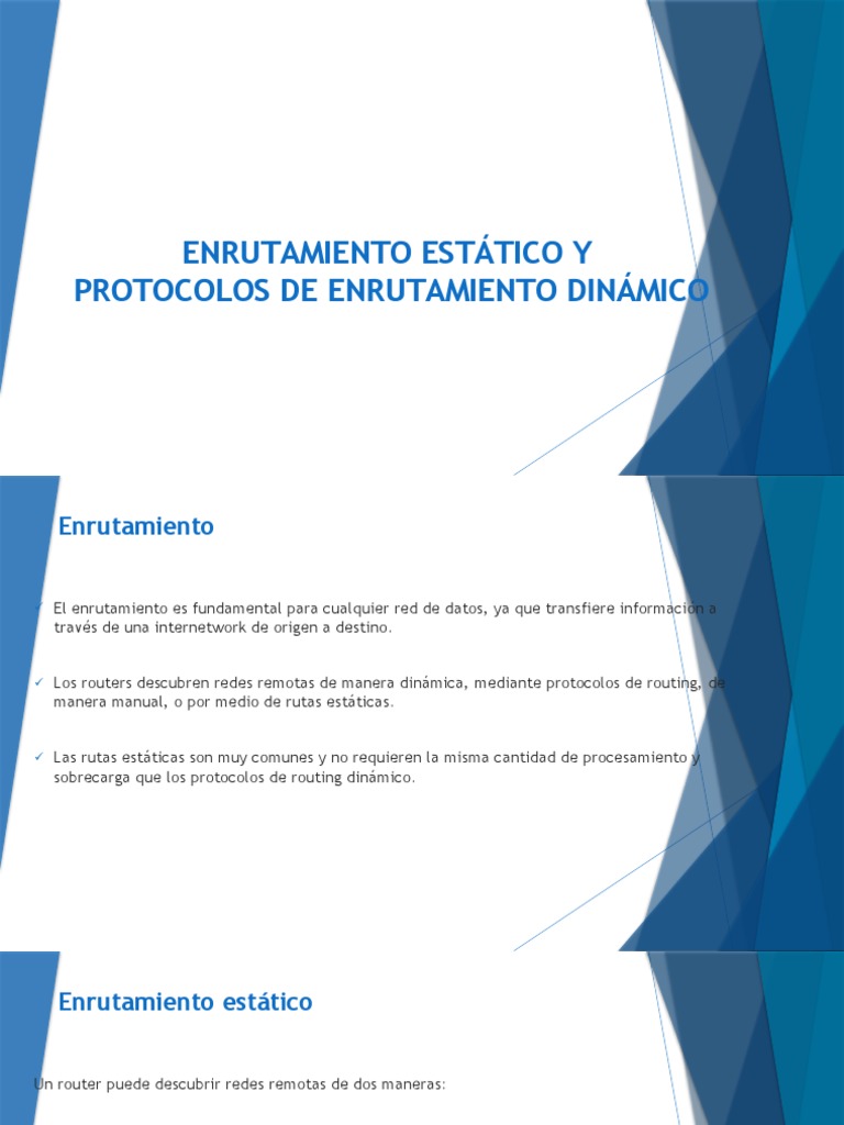 Enrutamiento Estatico y Dinamico | Descargar gratis PDF | Enrutador (Computación) | Protocolos ...