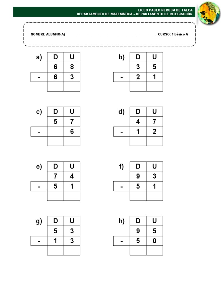 (23-09) Guía de sustracción puzzle. | PDF