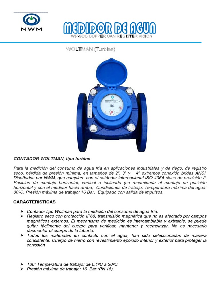 Contador Woltman: Instalación y Funcionamiento | PDF | Agua ...