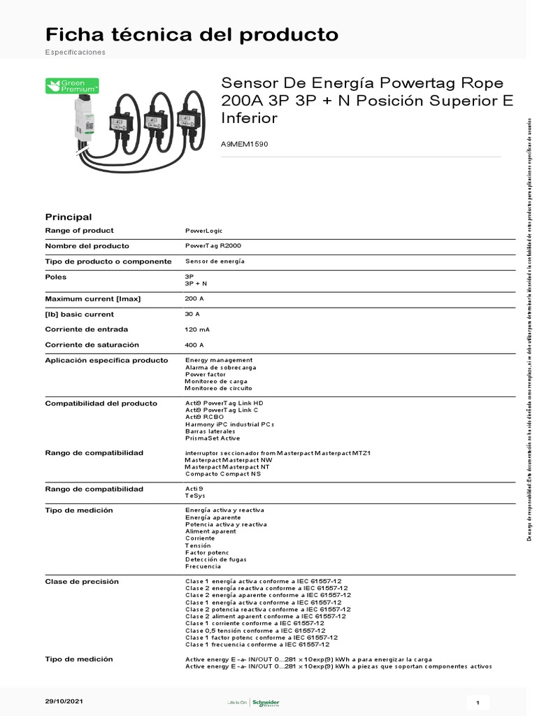 PowerTag A9MEM1590 | PDF | Ingenieria Eléctrica | Ciencias fisicas
