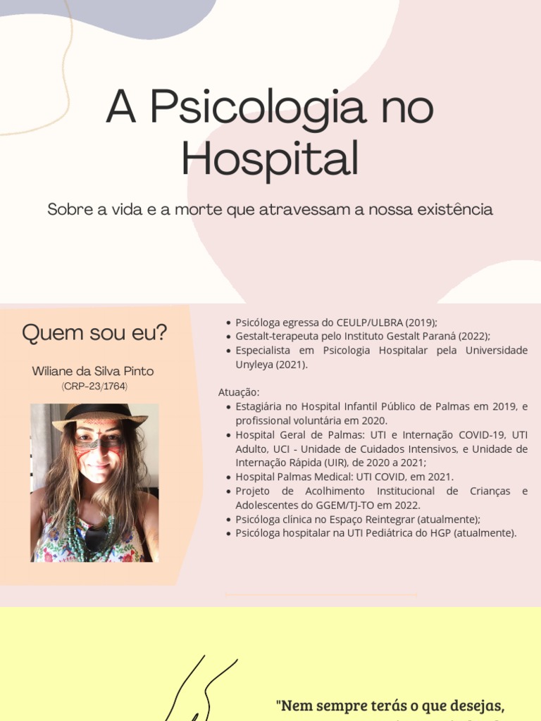 Apresentação Psicologia Hospitalar Wili | PDF | Unidade de Tratamento ...