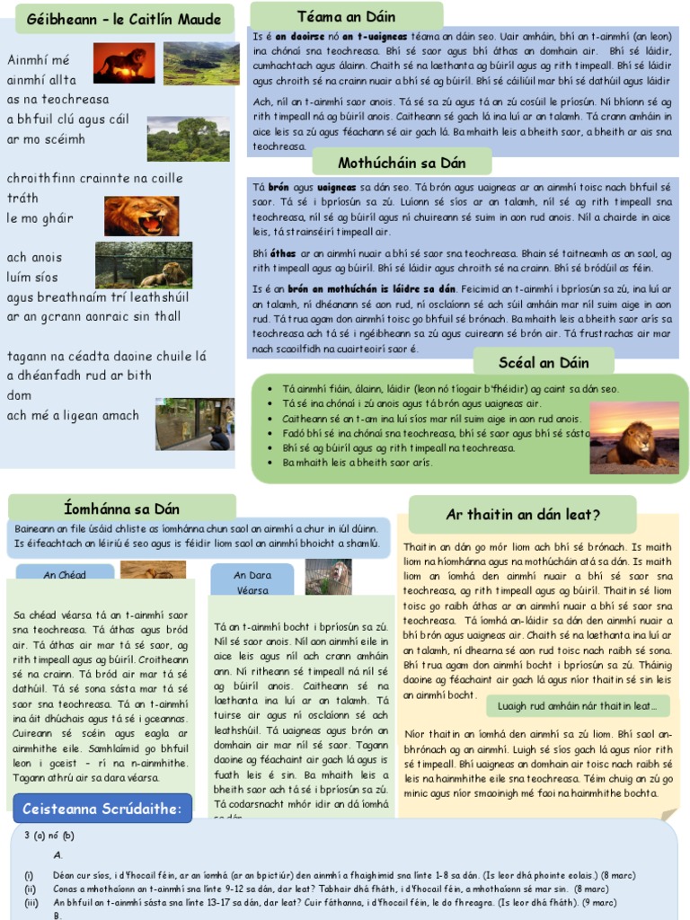 Géibheann Revision Sheet GL | PDF