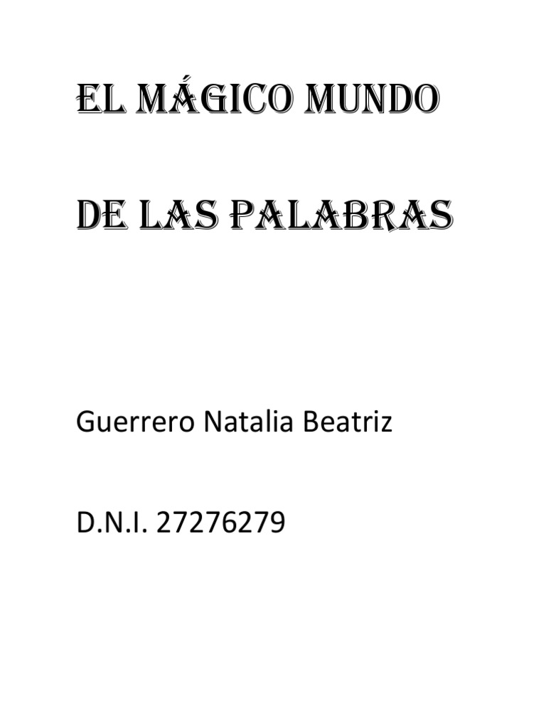 El Mágico Mundo De Las Palabras Pdf Enseñando Lingüística
