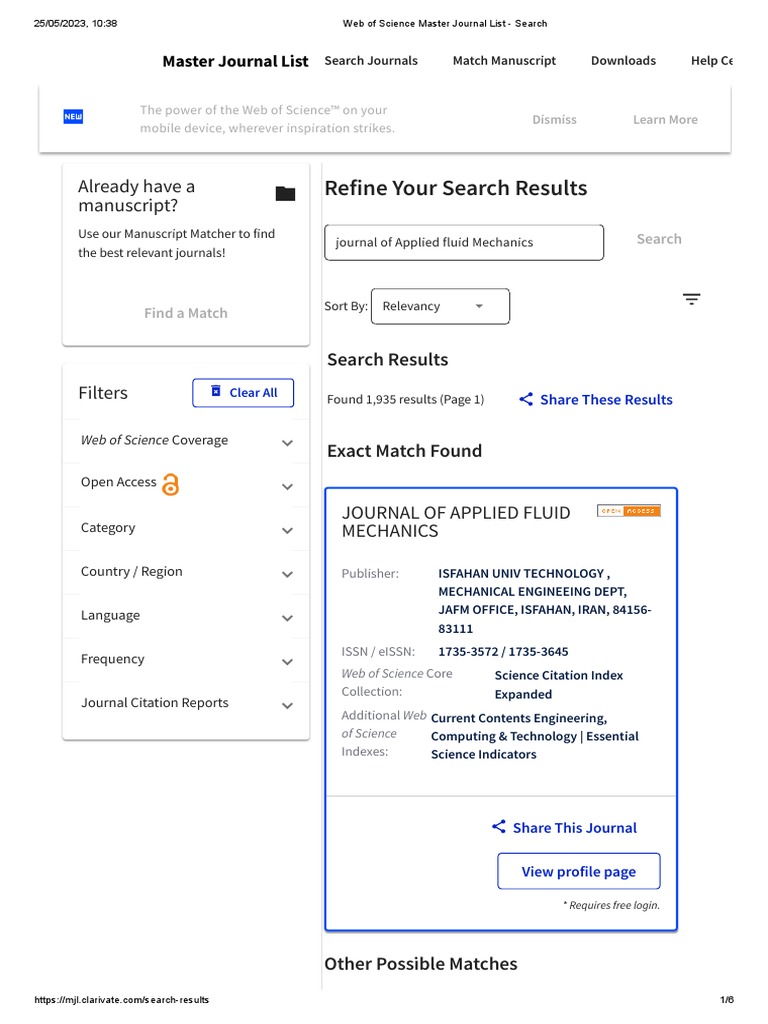 Web of Science Master Journal List - Search | PDF | World Wide Web | Internet & Web