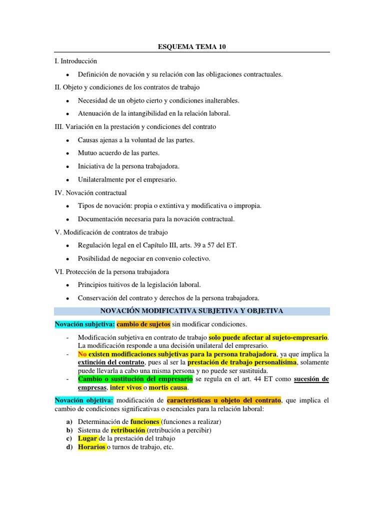 Esquema Tema 10 | Descargar gratis PDF | Dejar | Derecho laboral