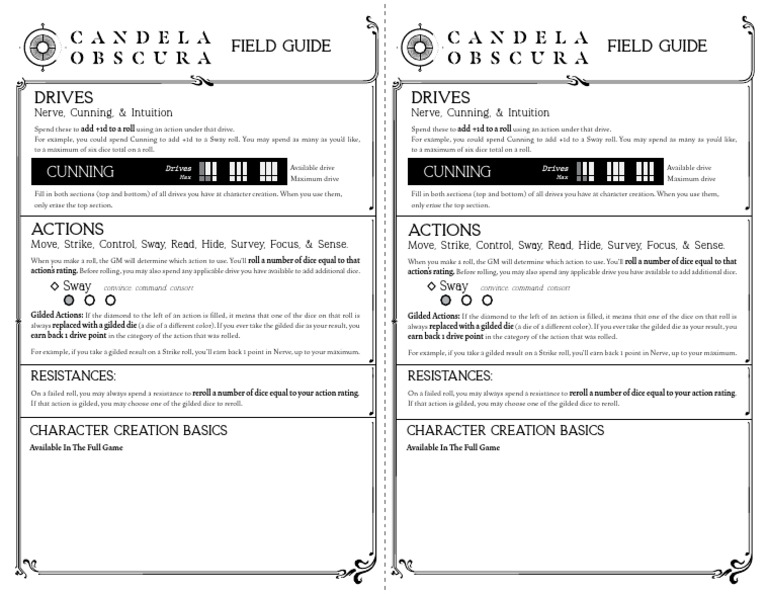 Candela Obscura QSG Field Guide | PDF | Gaming | Tabletop Games