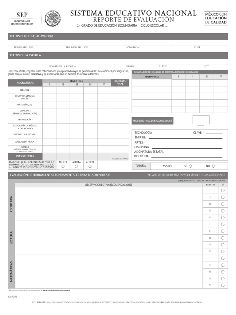 Reportes de Evaluacion Primer Grado | PDF | Evaluación | Comprensión ...