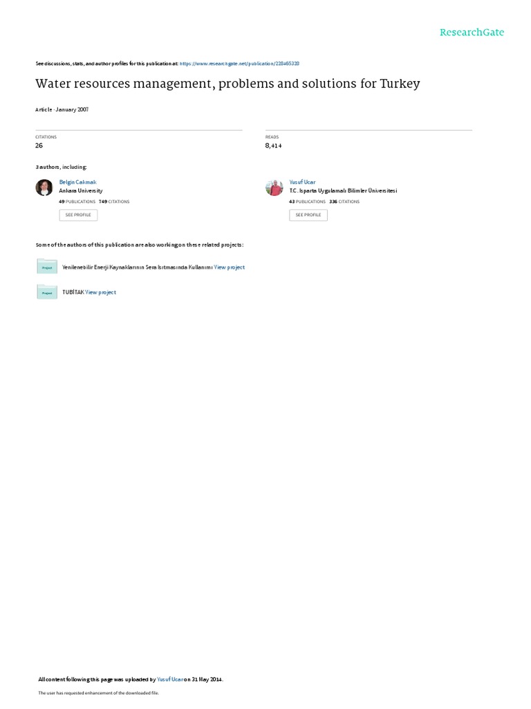 Water Resources Management Problems and Solutions | PDF | Water ...