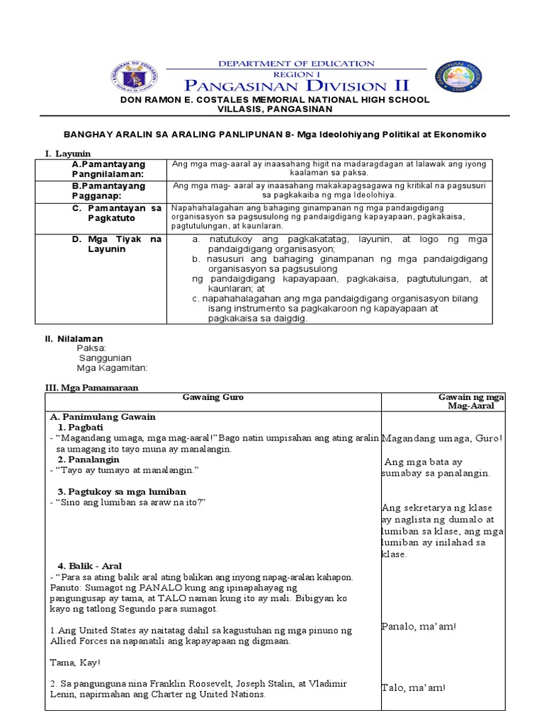 Araling Panlipunan Detailed Lesson Plan | PDF