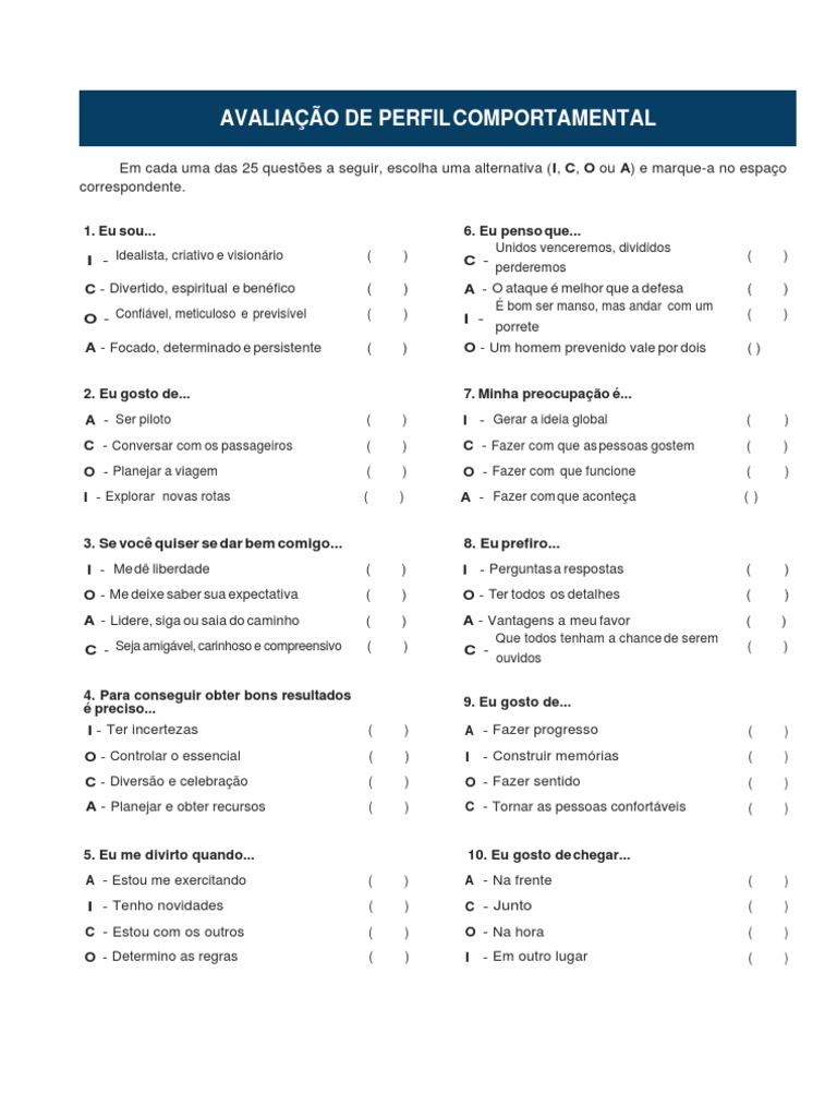 Avaliacao de Perfil Comportamental | PDF