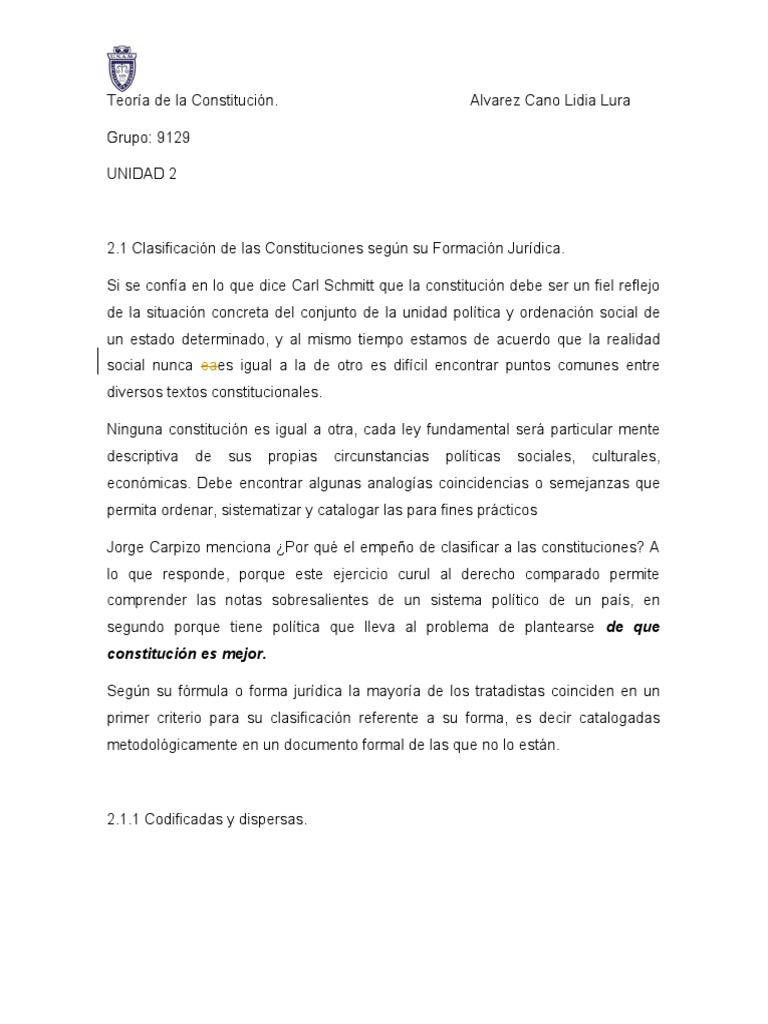 Unidad 2 Clasifiaccion Teoria De La Constitucion Pdf Constitución
