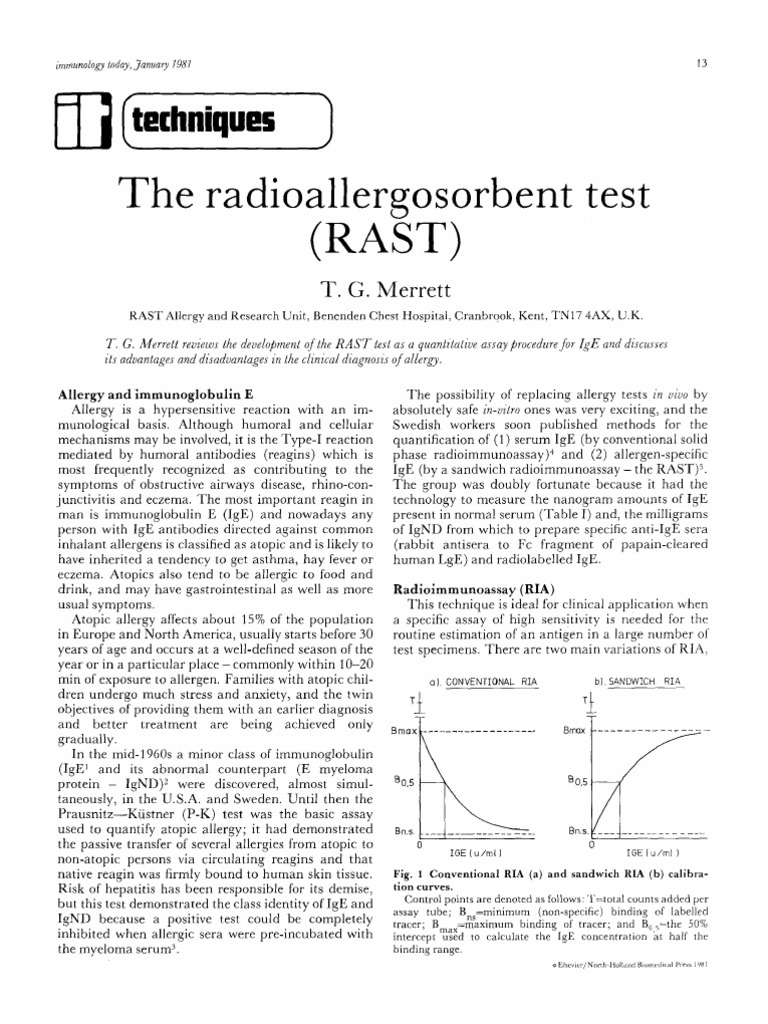 RAST Test for Allergy Diagnosis Explained | PDF | Antibody | Allergy