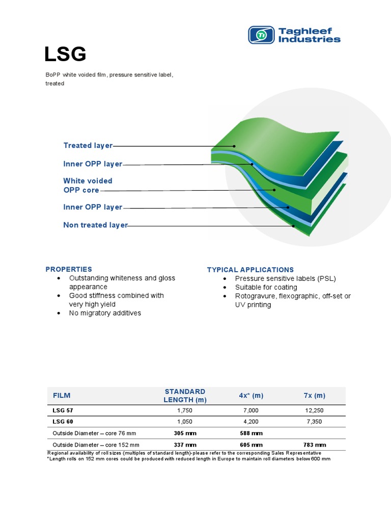 TDS BOPP blanco LSG57 y 60_EU | PDF | Information | Materials