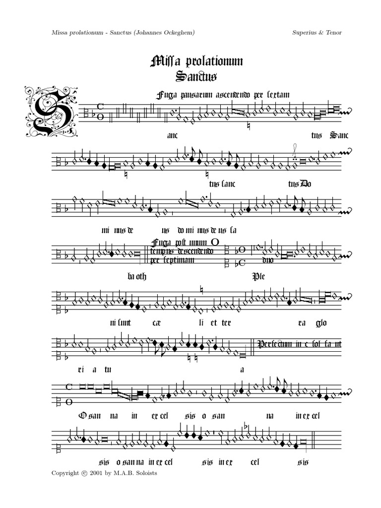 Johannes Ockeghem Missa Prolationum Sanctus B | PDF