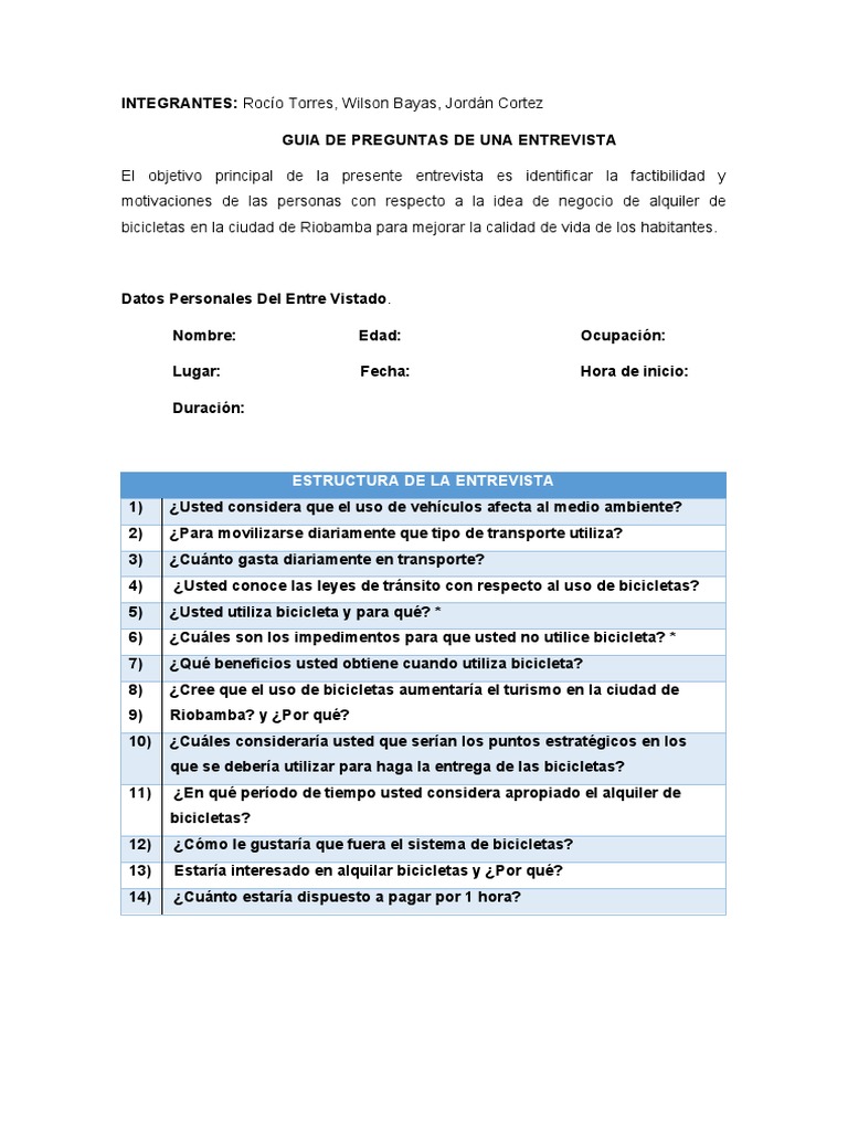 Guia de Entrevista | PDF