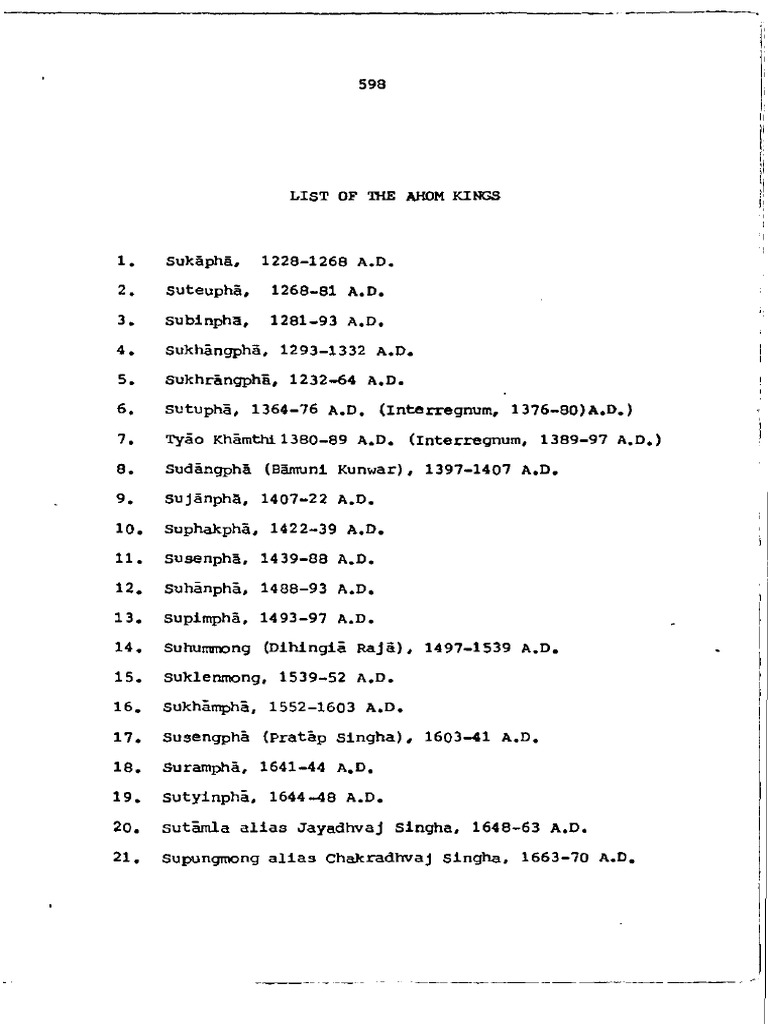 16 - List of The Ahom Kings | PDF | Monarch | Monarchy