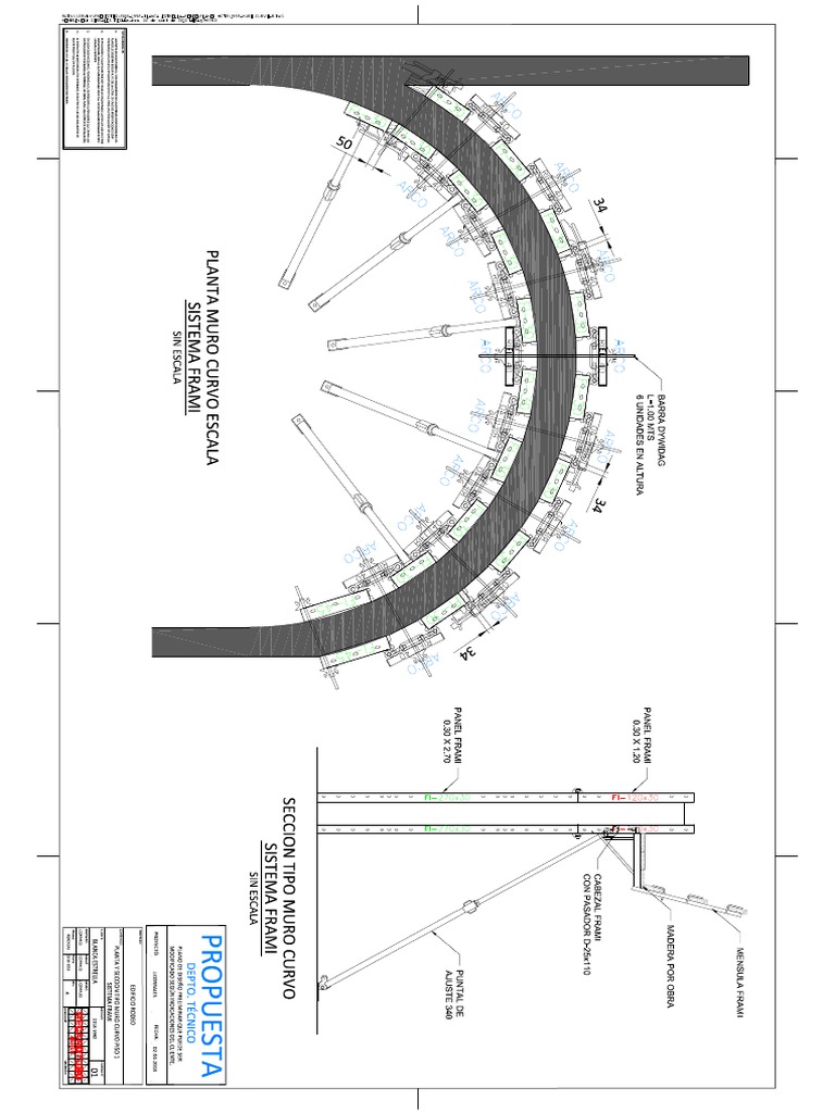 1992 - (Lam01) - Planta y Seccion Tipo Muro Curvo-Rva-Jc | PDF