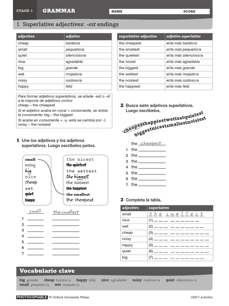 Stage 1 1 Superlative Adjectives Est Endings | PDF | Lingüística