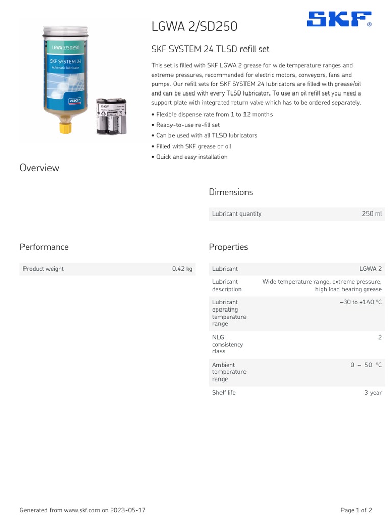 SKF LGWA 2 - SD250 Specification | PDF | License | Application Software