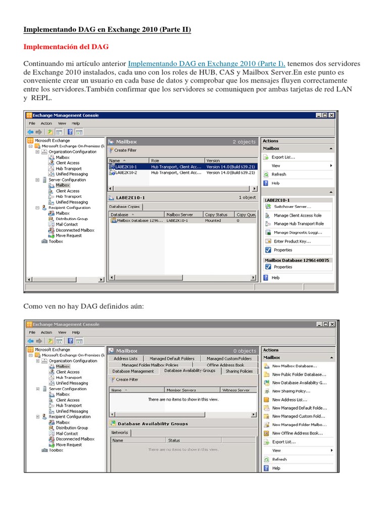 Implementando DAG en Exchange 2010 Parte II | PDF | Dirección IP ...
