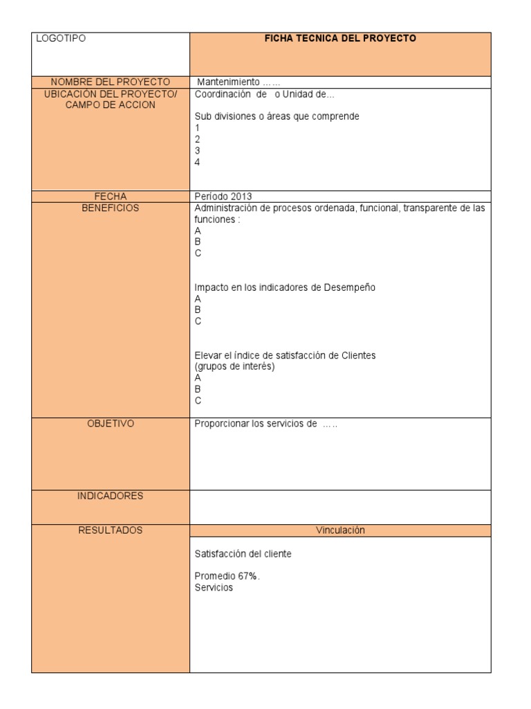 Formato Ficha Proyecto | PDF