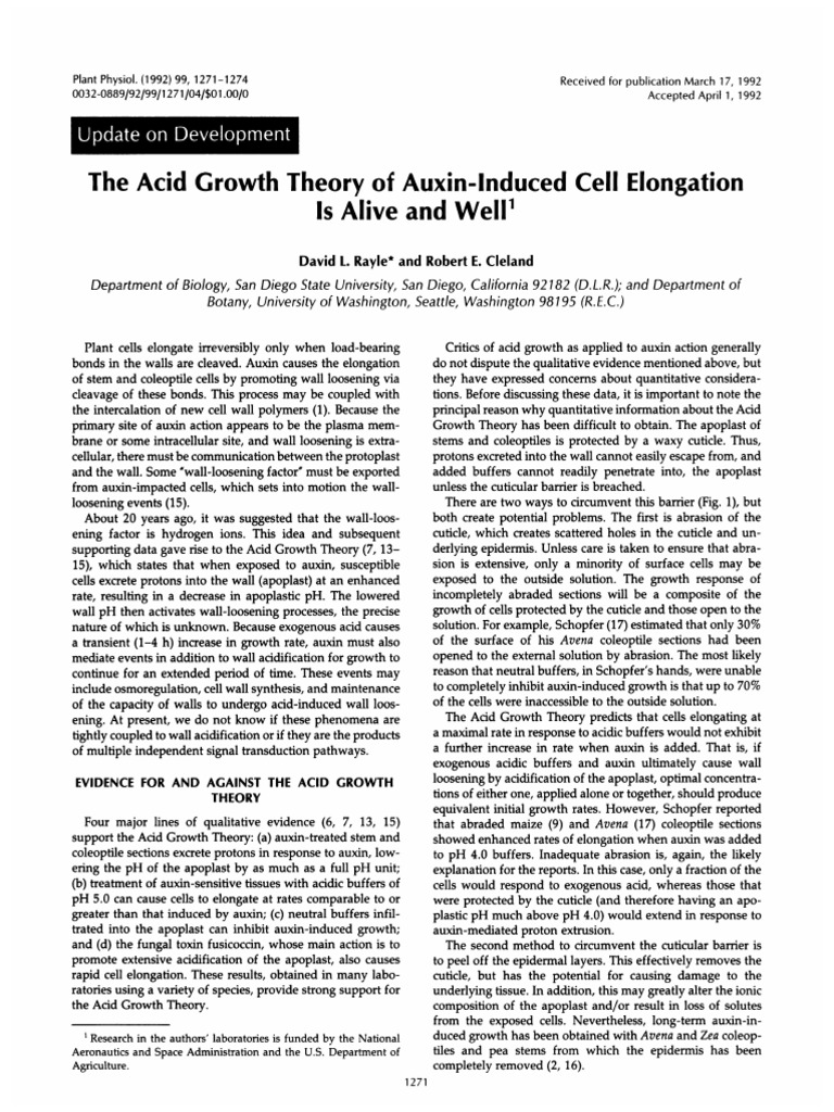 1992 - Rayle, Cleland - The Acid Growth Theory of Auxin-Induced Cell ...