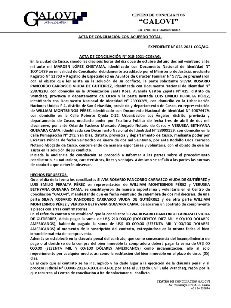 Conciliacion Unsaac Pedraza | PDF | Justicia | Crimen y violencia