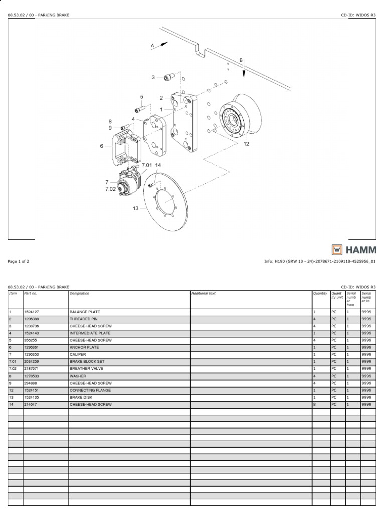 Parking Brake Parts List | PDF | Screw | Equipment