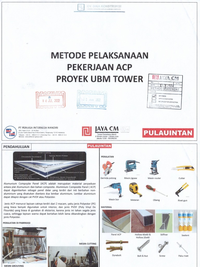 108 Metode Pelaksanaan Pekerjaan ACP | PDF