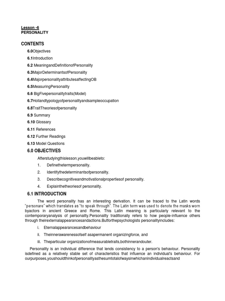 Chapter - 6 OB Personality Re | PDF | Self Efficacy | Extraversion And Introversion