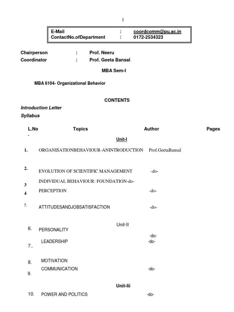 Chapter 1 - OB Re | PDF | Organizational Behavior | Social Sciences