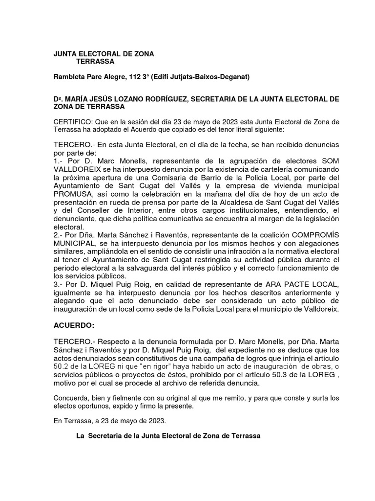 Resolució de La JEC | PDF | Gobierno