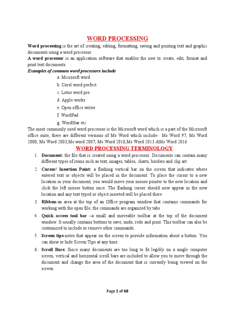 Word Processing Application-Ms Word 2007 | PDF | Microsoft Word | Hyperlink