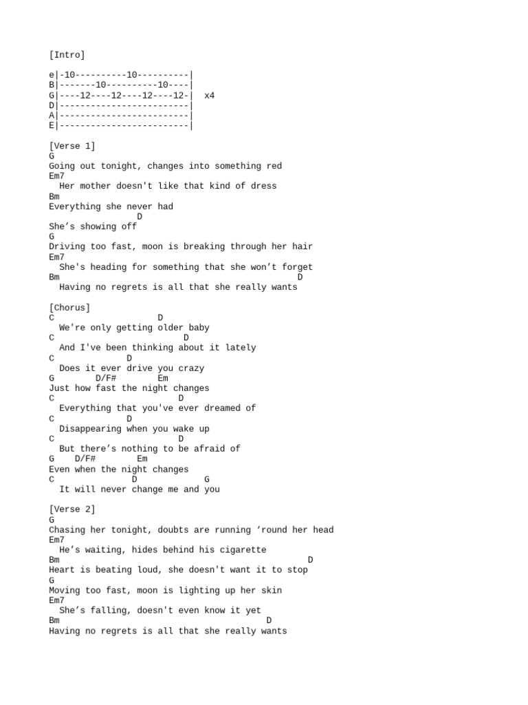 Night Changes | PDF | Songs