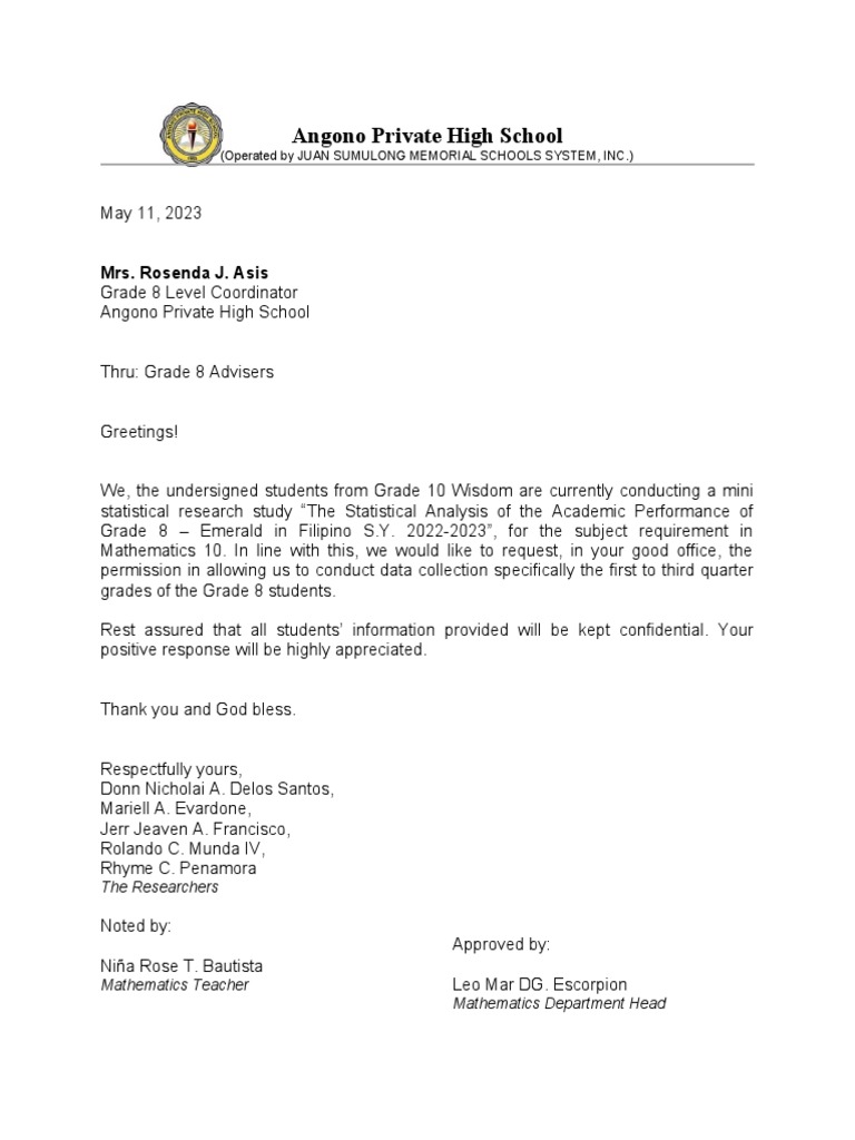 Permission For Data Collection GROUP7 | PDF